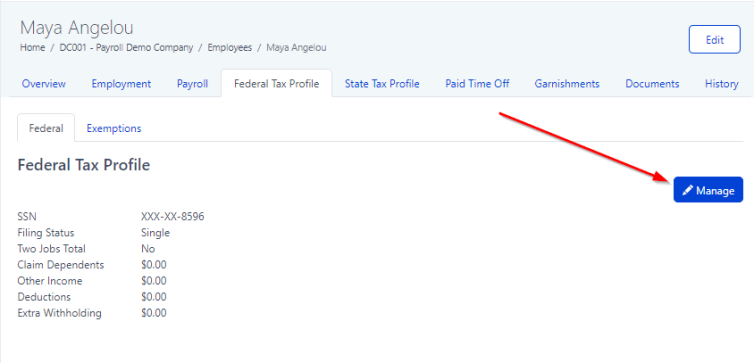 Entering or Updating an Employee's Tax Profile