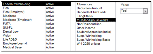 2020 or Later W-4 Form Federal Withholding Set Up