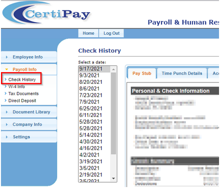 Employee Self Service - Payroll Info tab