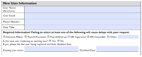 New User Set Up Request Form