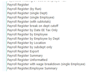 Payroll Register Reports